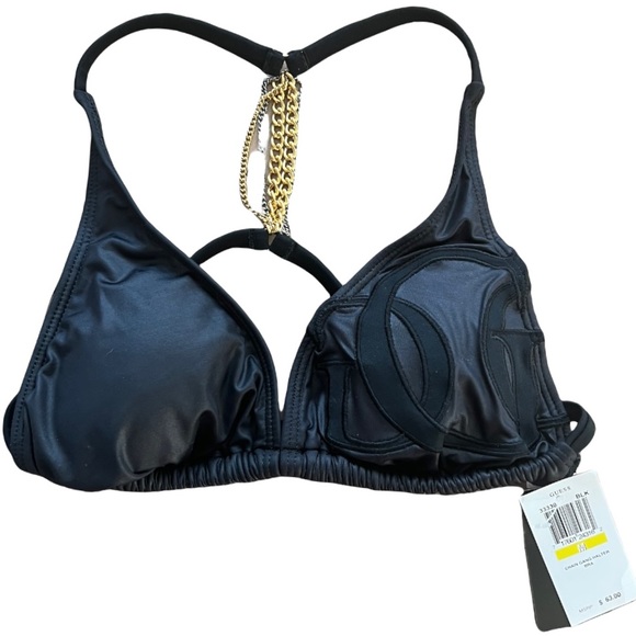 Guess | Swim | New Guess Black Bikini Top With Gold Silver Chains Swim ...